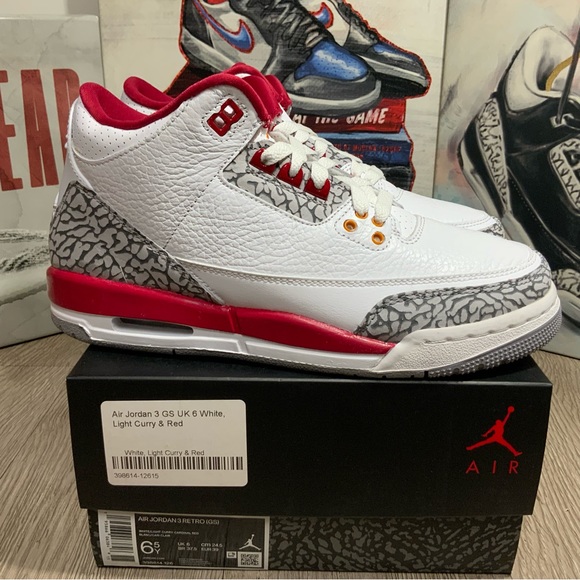 Jordan | Shoes | Air Jordan 3 Retro Cardinal Red Gs 222 Size 65y8w ...